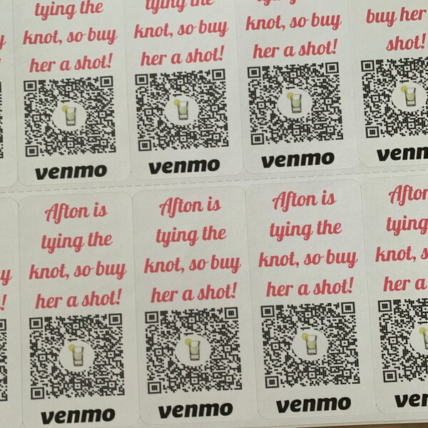 Venmo QR Code Stickers / Cash App QR Code for Bachelorette Party or ...