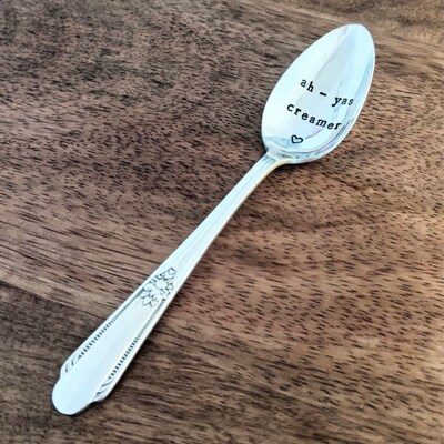Vintage Silver Plated Custom Stamped Spoon, Stamped Vintage Teaspoon ...