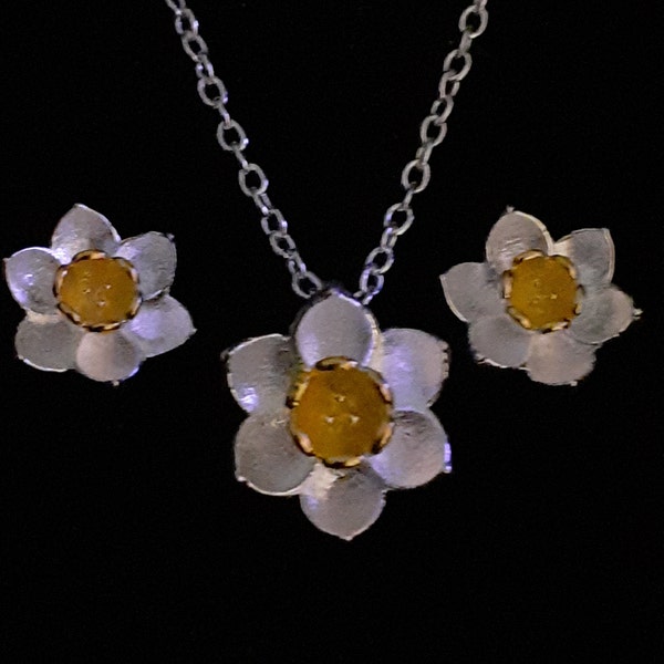 Sterling Silver Daffodil Flower Jewellery, Pretty and Cute Blossom ...