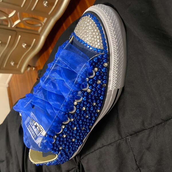 WOMEN Blue Bling Converse All Star Chuck Taylor Sneakers LOW TOP - Etsy