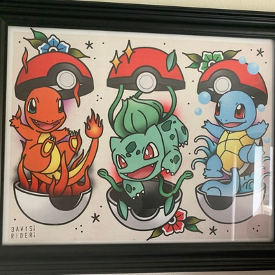 Pokemon Starters Tattoo Flash Art Print - Etsy