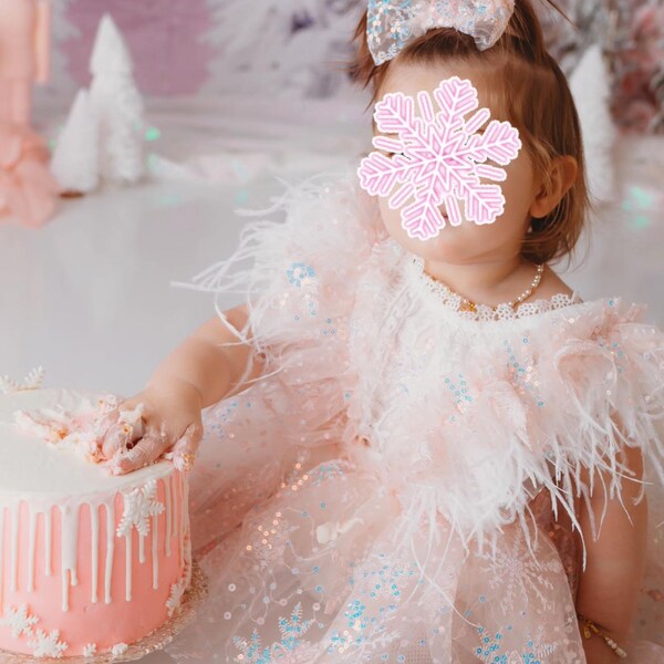 Snowflake White Pink Baby Dress, Winter Wonderland Baby, Christmas Baby ...