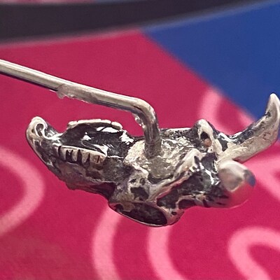 Ram Skull Ascot Stick Pin Solid 925 Sterling Silver Oxidised Hand ...
