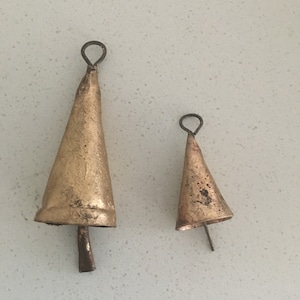 Triangle Cone Bells Bronze Color Vintage Look Recycled Iron - Etsy