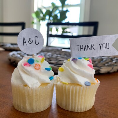 Pick Your Colors Personalized Dot Cupcake Toppers Initials Date, Rustic ...