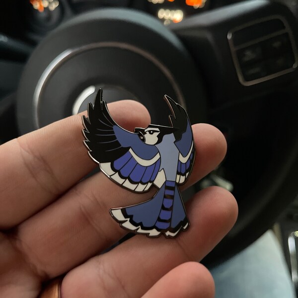 Blue Jay Hard Enamel Pin: Art Deco Songbird - Etsy