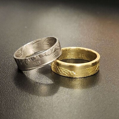 NEW Powder Coated Japanese 5 Yen Coin Ring, Lucky Coin Ring, Anime Ring ...