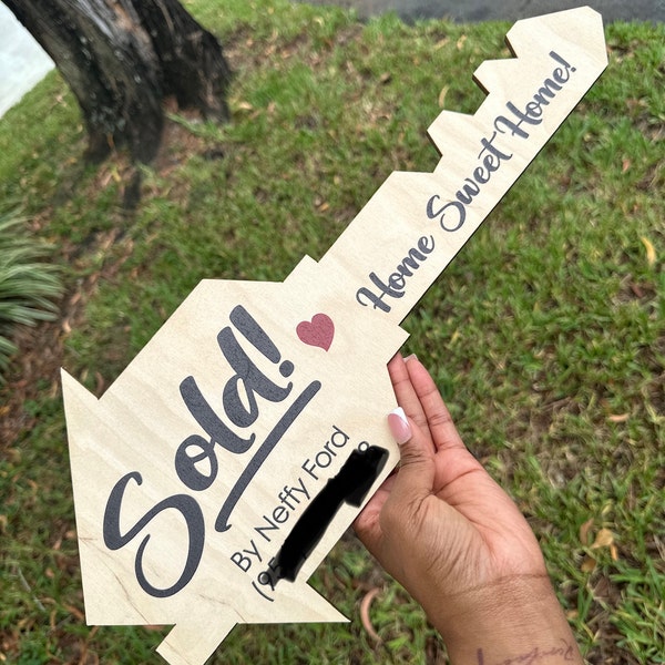 Personalized Real Estate Key - Sold Wood House Key - Sold Sign Realtor ...