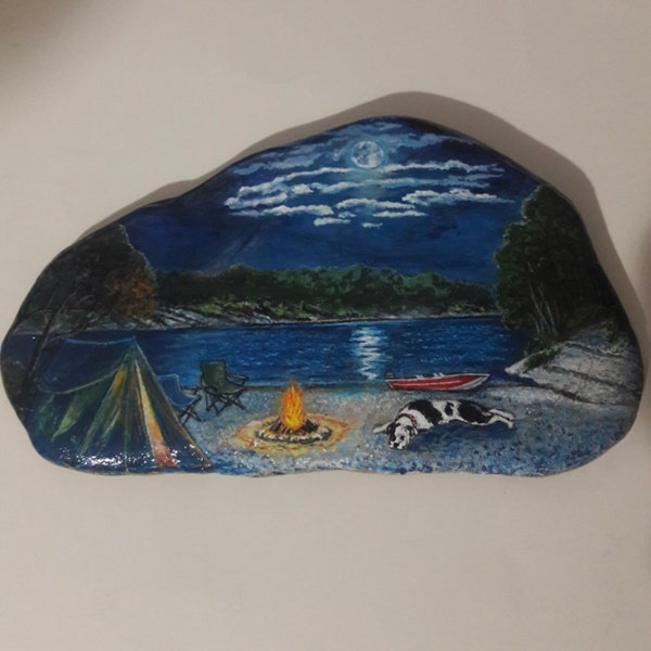 Wall Art, Hand Painted Acrylic Rock Art Unique Stone Decoration for ...