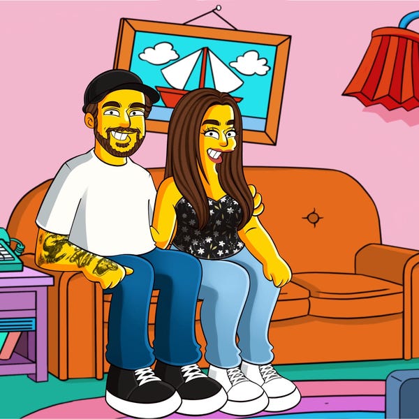 Simpsons Family Portrait, Custom Simpsons Portrait, Yellow Characters ...