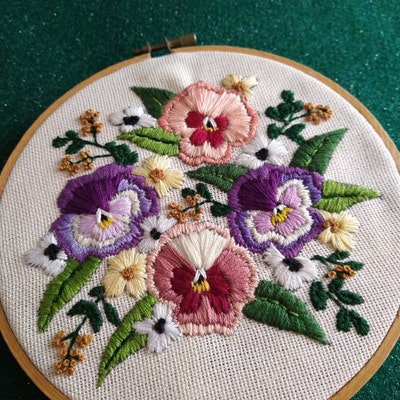 Pansy Embroidery Pattern. Beginner Embroidery. PDF Embroidery Pattern ...
