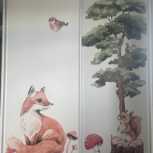 Fox Wall Decal for Kids With Forest Animals - Fox Nursery Woodland ...
