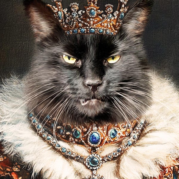 Custom Royal Cat Portrait, Renaissance Cat Portrait From Photo, Pet ...