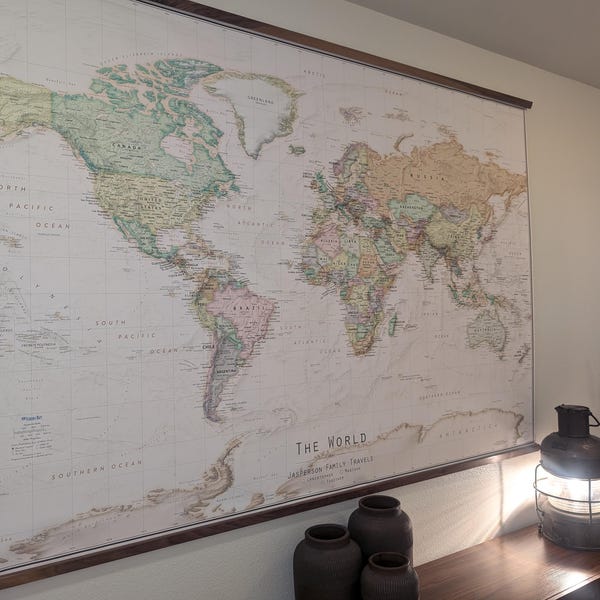 Giant World Map Wall Mural Removable Wallpaper Map of the World Huge ...