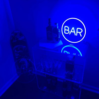 Neon Bar Sign for Home Bar Circle Shape Neon Sign Custom Bar Pub Table ...