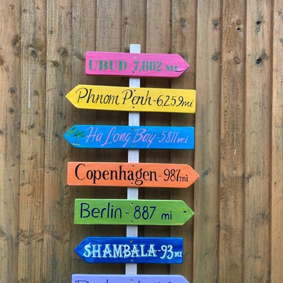 Bright Party Signpost Large Personalised Bespoke Rustic Wood Wedding ...