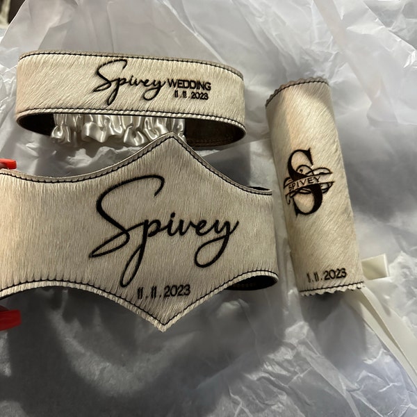 Brides Western Custom Cowhide Wedding Garter Leg Personalized or ...
