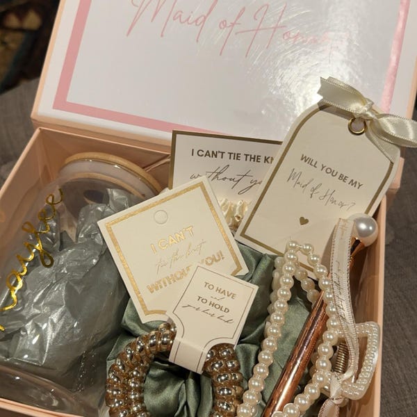 Personalized Bridesmaid Proposal Box: Hair Accessories Gift Set - Etsy