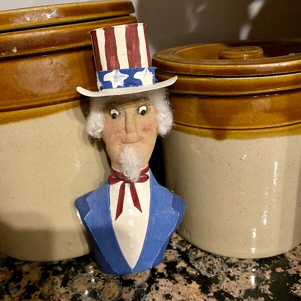 Folk Art, Americana Abraham Lincoln Doll, Ornie, Ornament, Bowl Filler ...