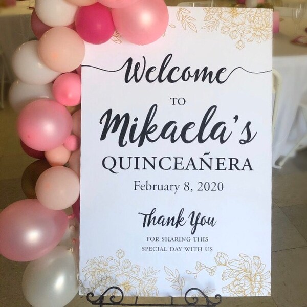 Quinceañera Welcome Sign - 15th Birthday Welcome Sign - Quinceanera ...