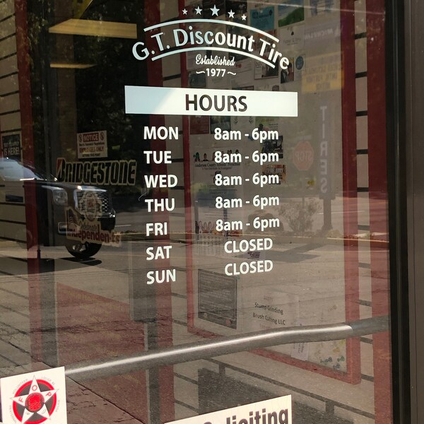 Custom Business Hours Vinyl Decal, Store Hours Decal, Business Hours ...