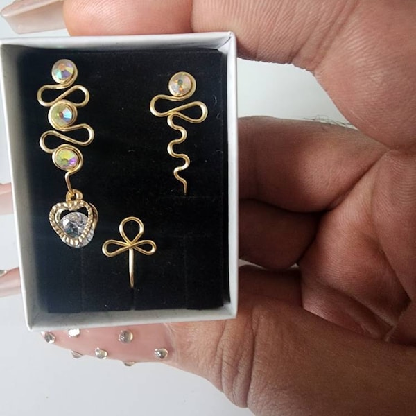 Crystal Nose Cuff Set | Dangle Nose Cuff No Piercing Necessary | Fake ...