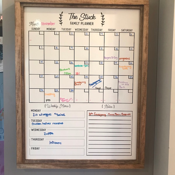Whiteboard Calendar FRAMED Customizable Vertical Dry-erase Board ...