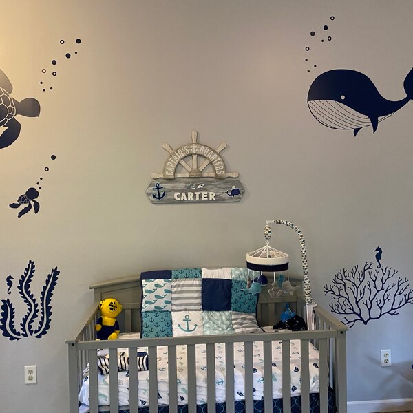 Under the Sea Room Decal 06, Ocean Theme Room, Whale Decal, Nursery ...
