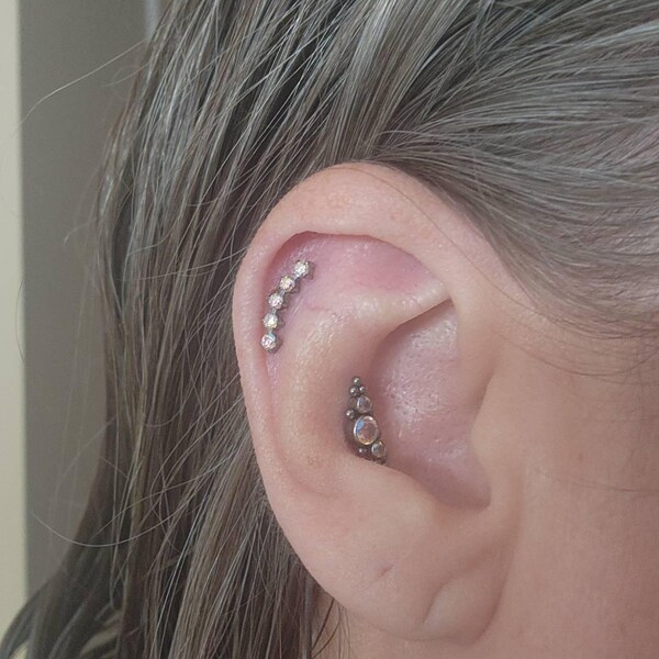 16g Surgical Horseshoe Silver Spike, Ball Barbell Piercing(single ...