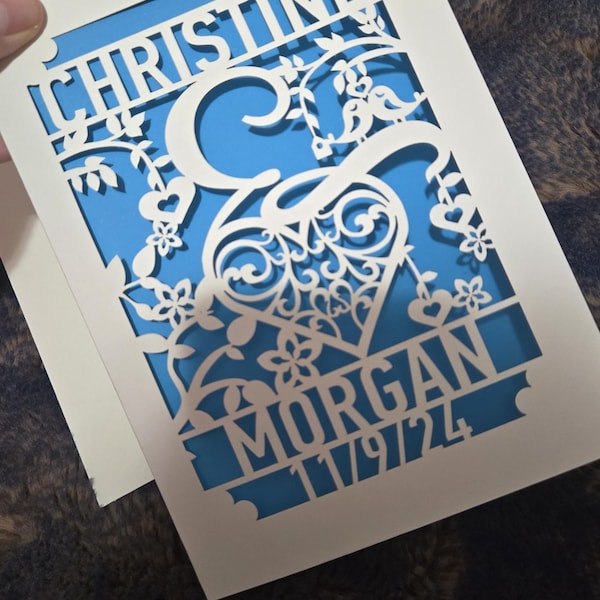 Personalised Papercut Wedding Card, Laser Cut Wedding Anniversary Card ...