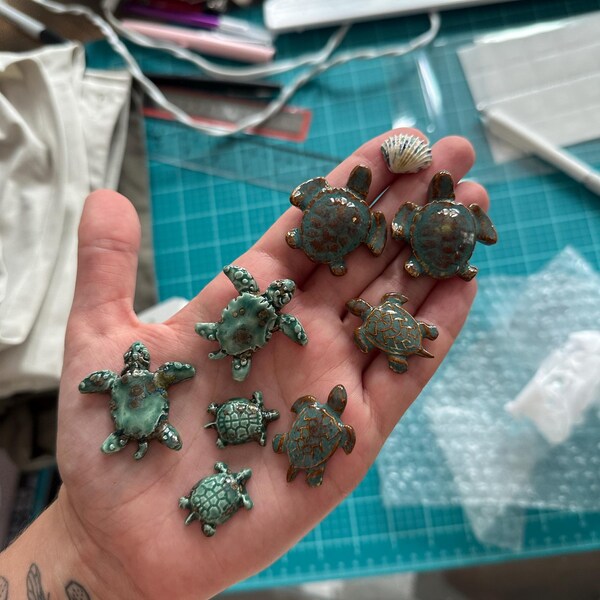 Ceramic Seashell and Sea Creature Tiles, 12pcs, Variety Blues and ...