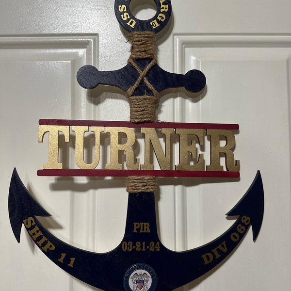 Personalized Navy Anchor/anchor Welcome Wreath/navy Moms/anchor Door ...