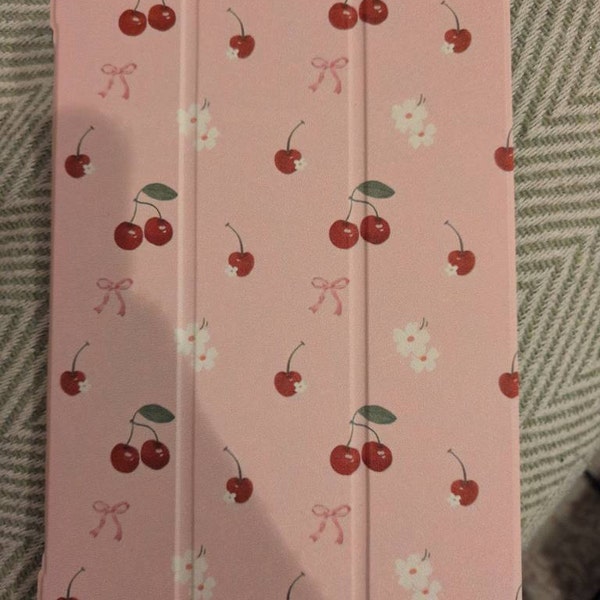 Flower Cherry Bow Pink Cute iPad Case With Pencil Holder for 2024 Air 6 ...