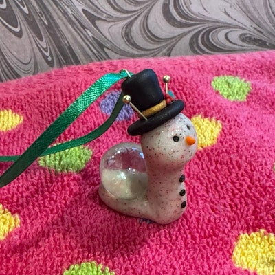 Polymer Clay Marble Snail Mummy or Ghost Halloween Fairy Garden Figure ...