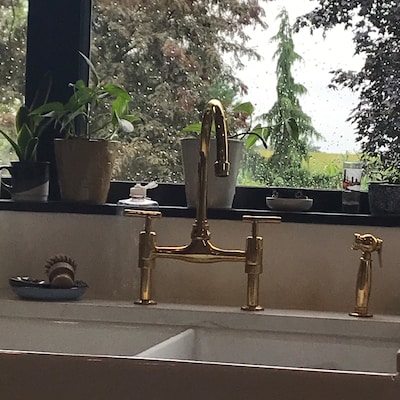 Copper Kitchen Bridge Faucet Copper Tap With Lever Handle Copper ...