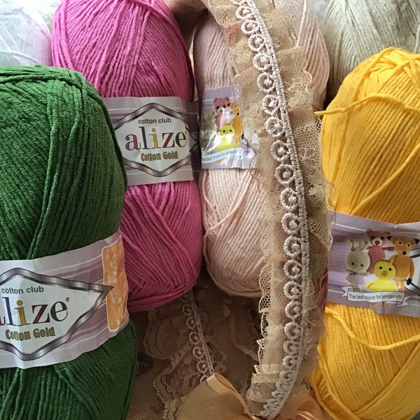 Alize Cotton Gold Yarn, Mercerized Cotton Thread, Amigurumi Yarn ...