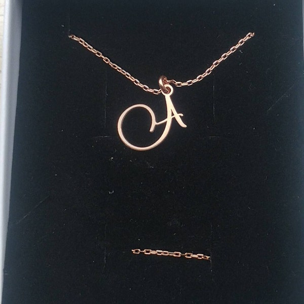 Personalized Cursive Initial Necklace, Custom Sterling Silver Initial ...