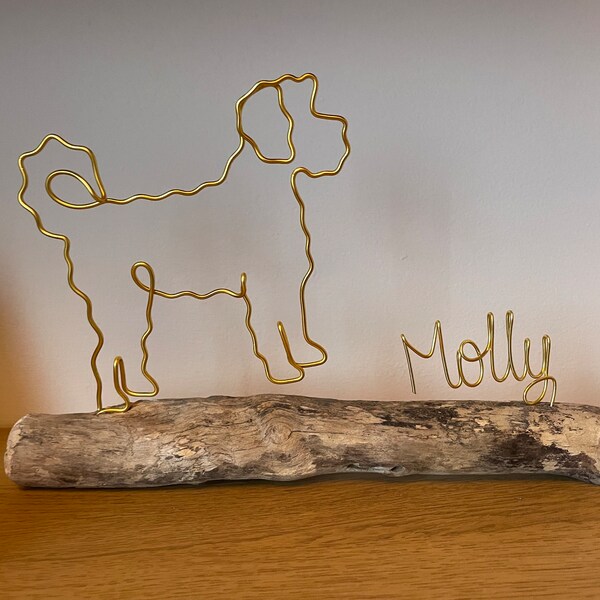Handmade Wire Labradoodle on Wood, Home Decor, Dog Gifts, Wire Art ...