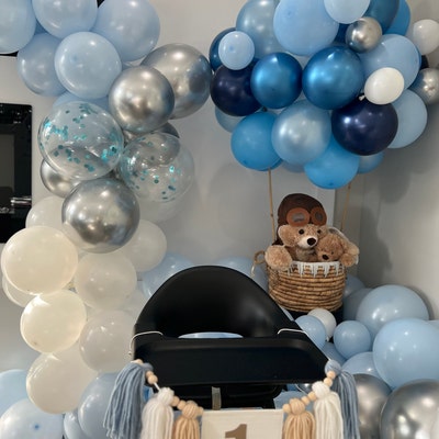 Boy 1st Birthday Baby Blue High Chair Banner, Boy's Yarn Tassel Garland ...