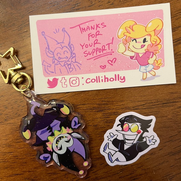 Jevil Deltarune Glitter Keychain - Acrylic Epoxy Charm 2.5in. - Etsy