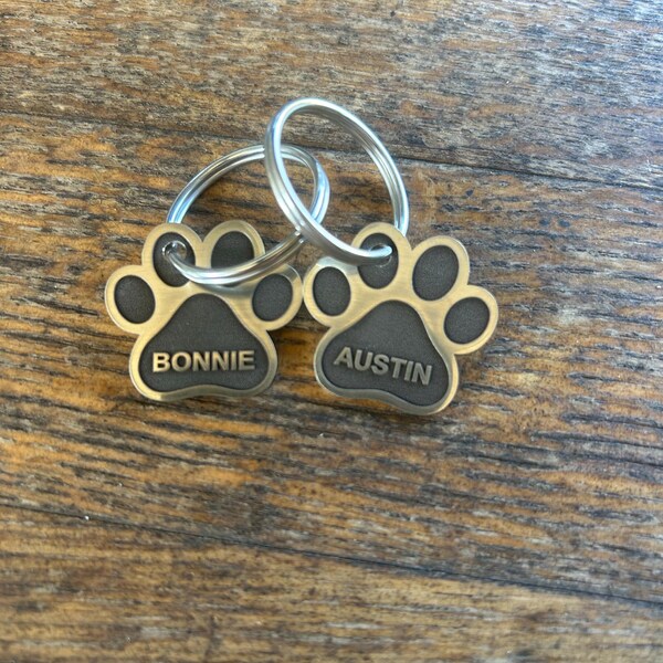 Paw Print Dog Tag, Paw Shape Pet ID Tag, Cat ID Tag, Custom Dog Tags ...