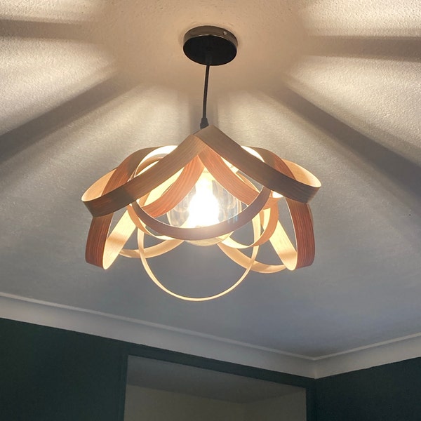 Wood Ceiling Light, Ceiling Light Fixture, Wooden Lampshade, Chandelier ...