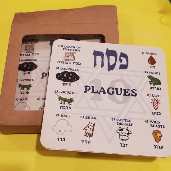 Passover Seder Ten 10 Plagues Coasters Set Jewish Judaica Pesach - Etsy