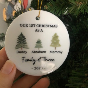 Family of Three Christmas Ornament Family of 3 Family - Etsy