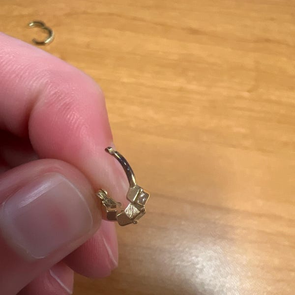 Tiny Iridescent Green Opal Rook Hoop Earring Helix Hoop Rook Earring ...