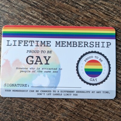 GAY Lifetime Membership Card Gay Pride Card LGBT Identity Card Perfect ...