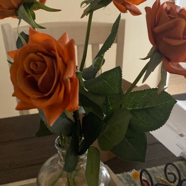 Burnt Orange Real Touch Silk Roses, DIY Florals | Wedding/home/kitchen ...