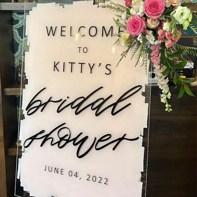 Acrylic Bridal Shower Welcome Sign, Modern Decor, Clear, Frosted ...