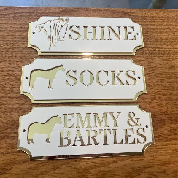 Stable Name Plate / Plaque Cut Out Traditional W/modern Twist Design ...