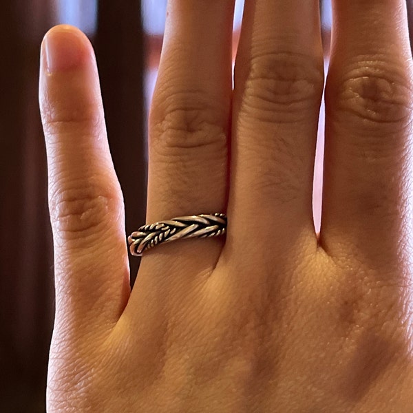 Rustic Rope Braid Silver Ring // 925 Sterling Silver // Sizes 5 to 12 ...